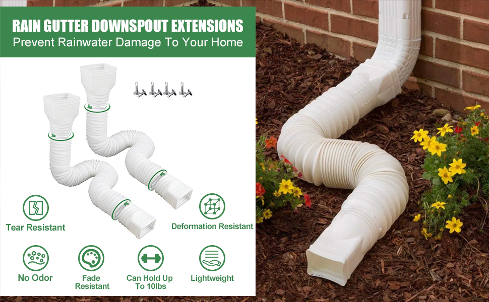 Amazon.com : F FINEC 2 Pack Rain Gutter Downspout Extensions Flexiable ...