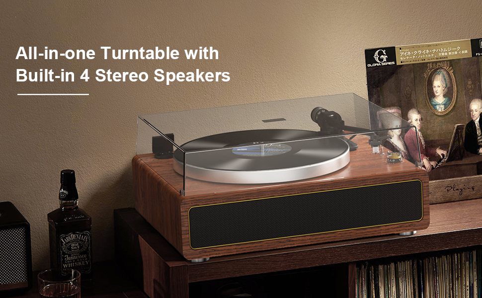 Amazon.com: Turntable Record Player with Built-in Speakers, Vinyl ...