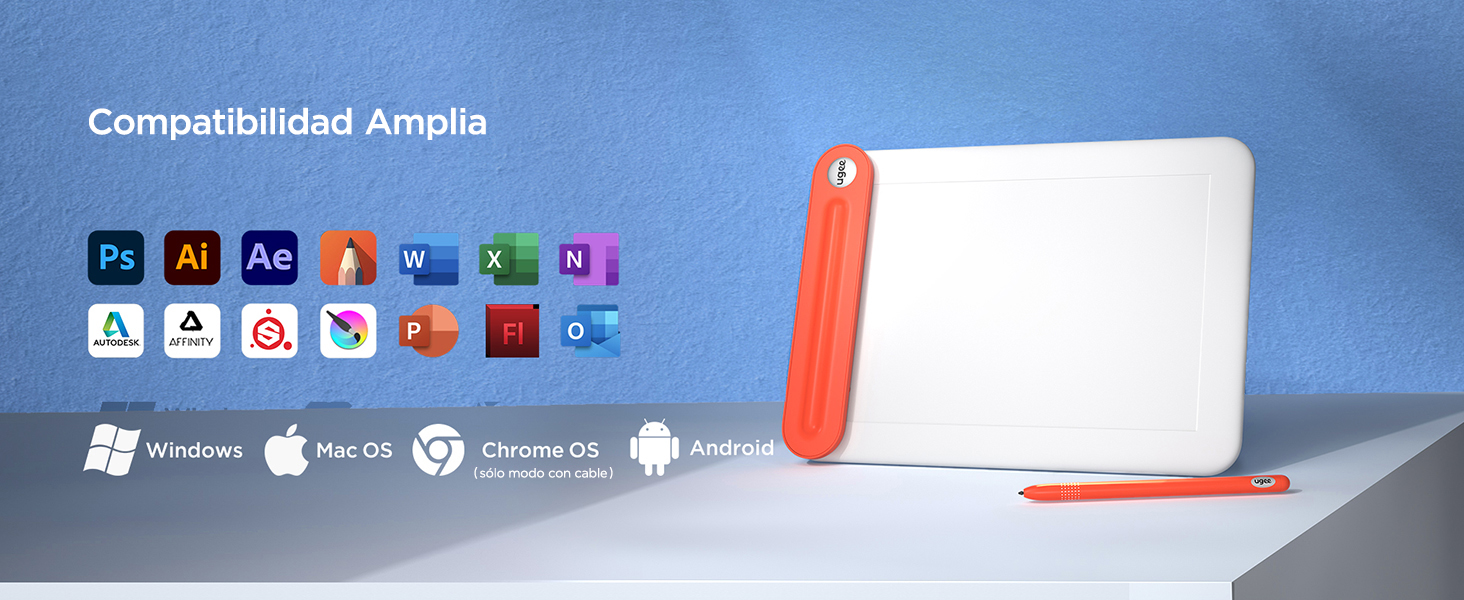 UGEE Q8W Tableta Grafica Bluetooth, 8 Pulgadas portátil Tableta de Dibujo sin Lag, Principiante ...