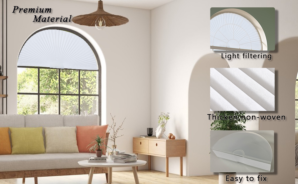 Amazon.com: Arch Window Shade Half Circle Arched Non-Woven Stick on Cut to Size self Adhesive ...