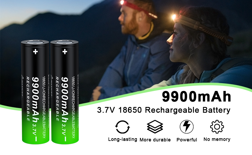 Amazon.com: BENKIA 18650 Rechargeable Battery 3.7Volt 9900mAh Large Capacity Flat Top 4 Pack ...