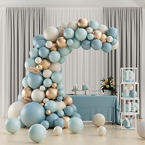 Amazon.com: MeiWuKaBH 132Pcs Dusty Blue Balloons Arch Garland Kit, Dusty Baby Blue Sand White ...