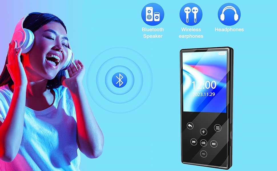 Amazon.com: Gueray MP3 Player Bluetooth 64GB HIFI Sound Quality MP3 Player with Speakers Support ...