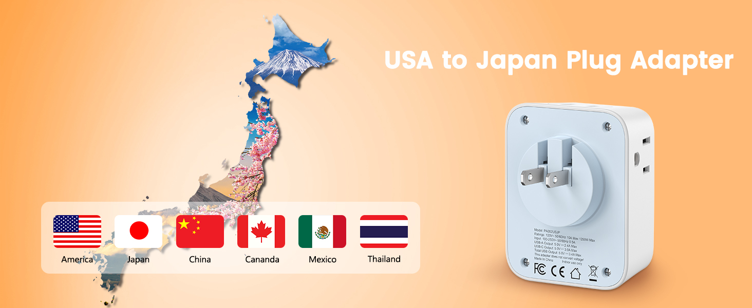 Amazon.com: LENCENT Foldable Japan Travel Adapter, 2 to 3 Prong Outlet Adapter, US to Japan Plug ...