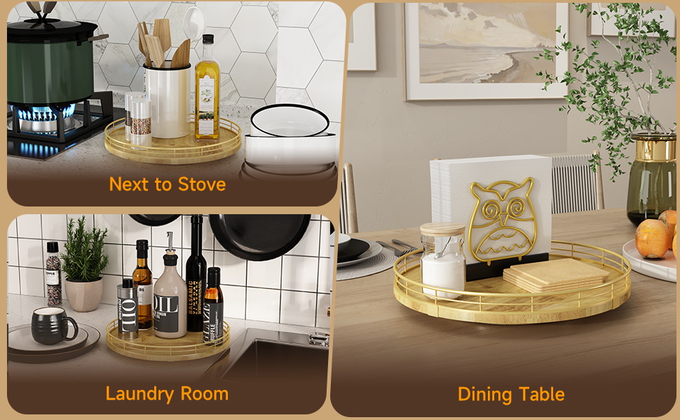 Amazon.com - Farmhouse Oak 12" Lazy Susan Turntable Organizer for Cabinet, Round Wooden Lazy ...