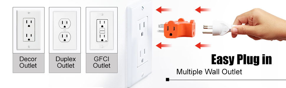Fabbay 24 Pieces 3 Way Plug Adapter 3 Prong Outlet Splitter Power ...
