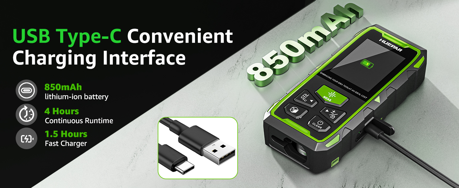 Amazon.com: Huepar Dual Laser Measuring Tool, 656Ft Green-Beam Bilateral Digital Laser Distance ...