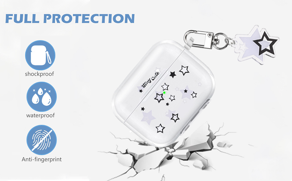 Amazon.com: AirPod Pro Case with Star Keychain, Cute Charms Star Pattern Design Clear Soft ...