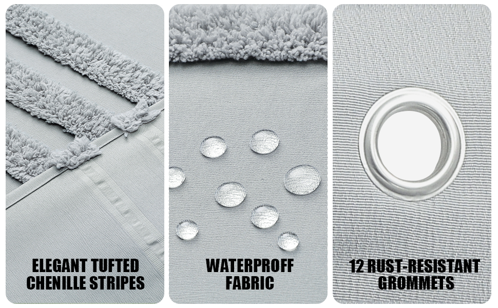 Amazon.com: Dynamene Extra Long Shower Curtains, 84 Inches Long Textured Tufted Chenille Striped ...