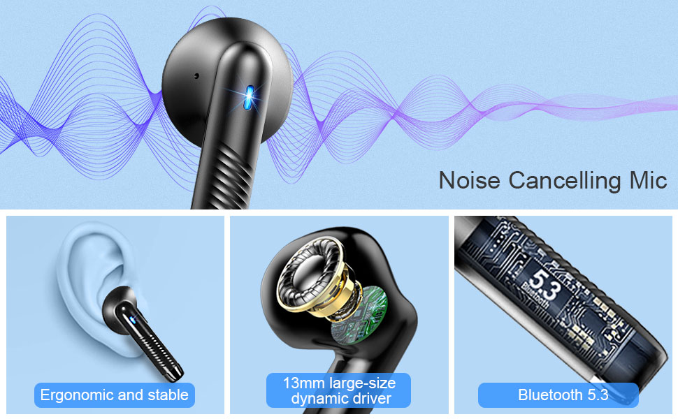 Amazon.com: Wireless Earbud, Bluetooth 5.3 Earbud Stereo Bass ...