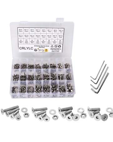 CRLYLC 580pcs M3 M4 M5 M6 Schrauben Set Hex flach-Knopf Senkschrauben,304 Edelstahl A2-70 ...