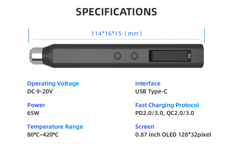 Amazon.com: ALIENTEK T65 Soldering Iron Kit, 65W Portable Soldering Iron, 80°~420°C Fast Heating ...