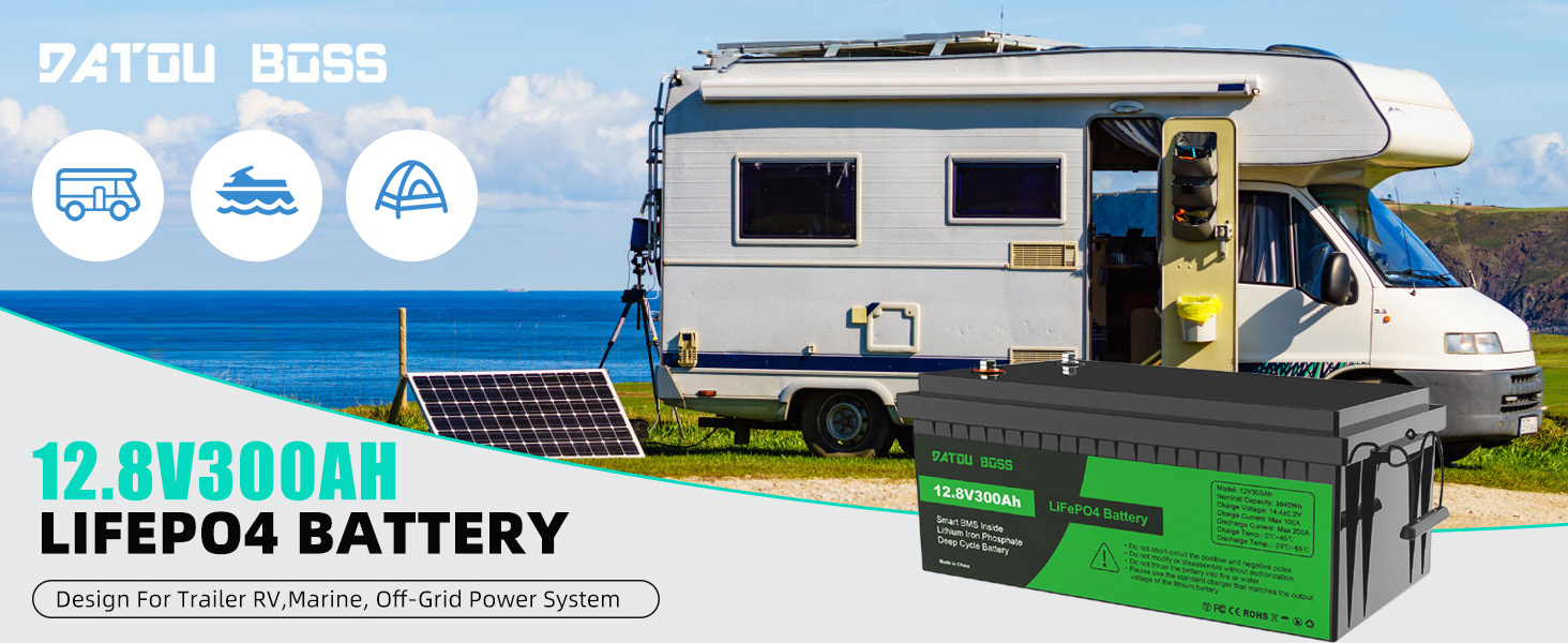 Amazon.com: DATOUBOSS 12V 300Ah LiFePO4 Battery Integrated 200A BMS 8000+Cycles Deep Cycle ...