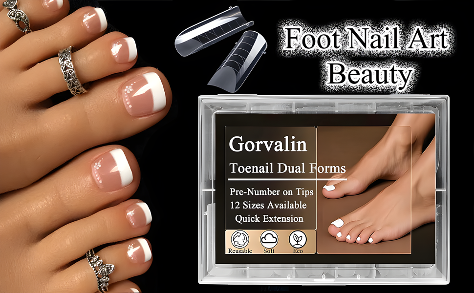 Poly Gel Toe Nail Form Kit, 120 Pcs Dual Nail Forms for Toes Full Cover Nail Molds for Acrylic ...