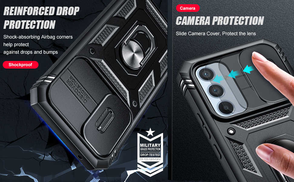 LeYi for Samsung Galaxy A54 5G Case with Camera Cover Slider, 360° Full Body Armour Military ...