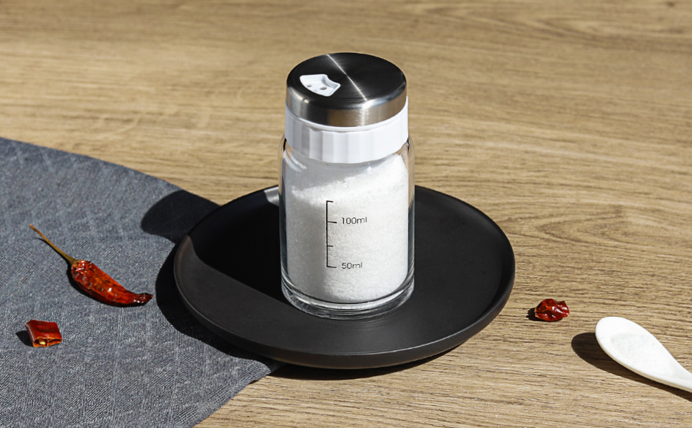 Amazon｜VKCHEF 調味料入れ スパイスボトル 調味料ポット 砂糖入れ 耐熱ガラス 新生活 調味料収納 調味料缶 コショウ 塩 調味料ケース 粉容器 七味入れ キッチン 台所 ...