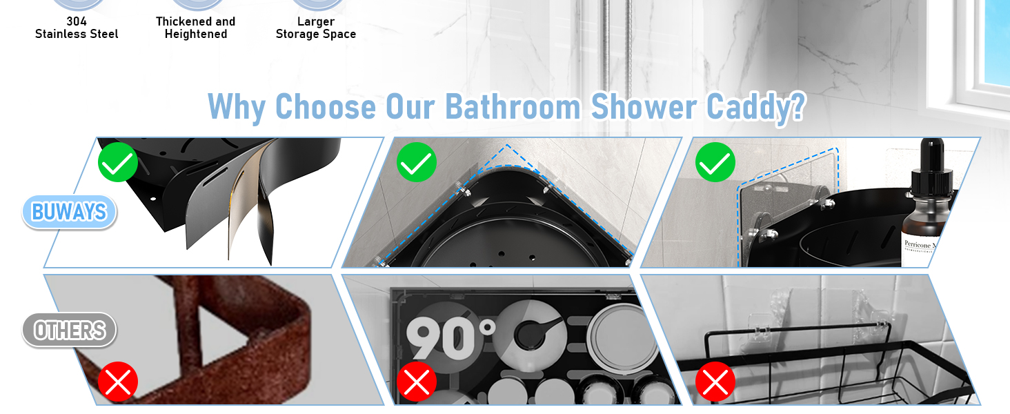 Amazon.com: 360°Rotating Corner Shower Caddy Shelf With 6 Hooks,2PACK Bathroom Lazy Susan Shower ...