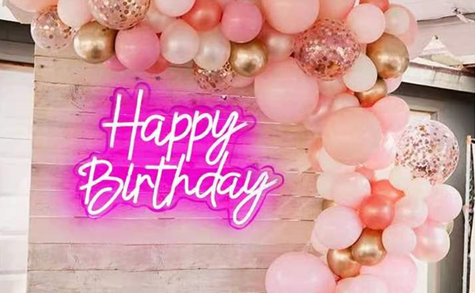 Happy Birthday Neon Sign Wall Decoration Light for Bedroom Cafe Anniversary Party, Reusable and ...