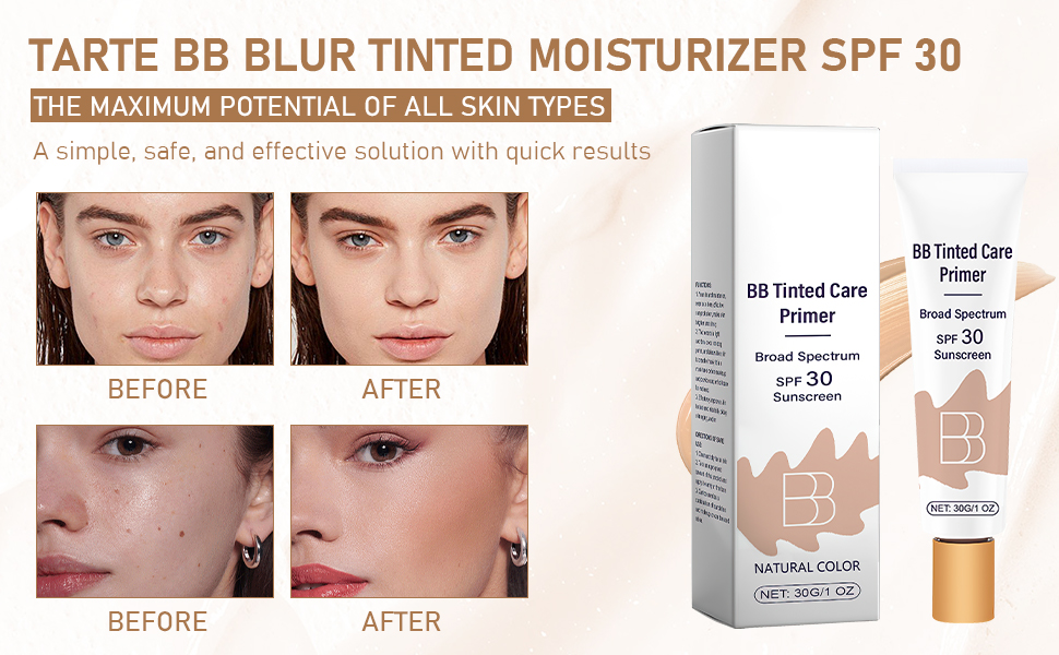 Amazon.com: 2Pcs BB Blur Tinted Moisturizer SPF 30, BB Cream Tinted Moisturizer with Broad ...