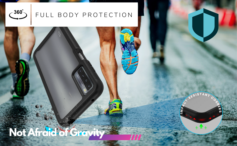 Amazon.com: CBUS Heavy-Duty Phone Case with Built-in Screen Protector Cover for TCL 20s –– Full ...