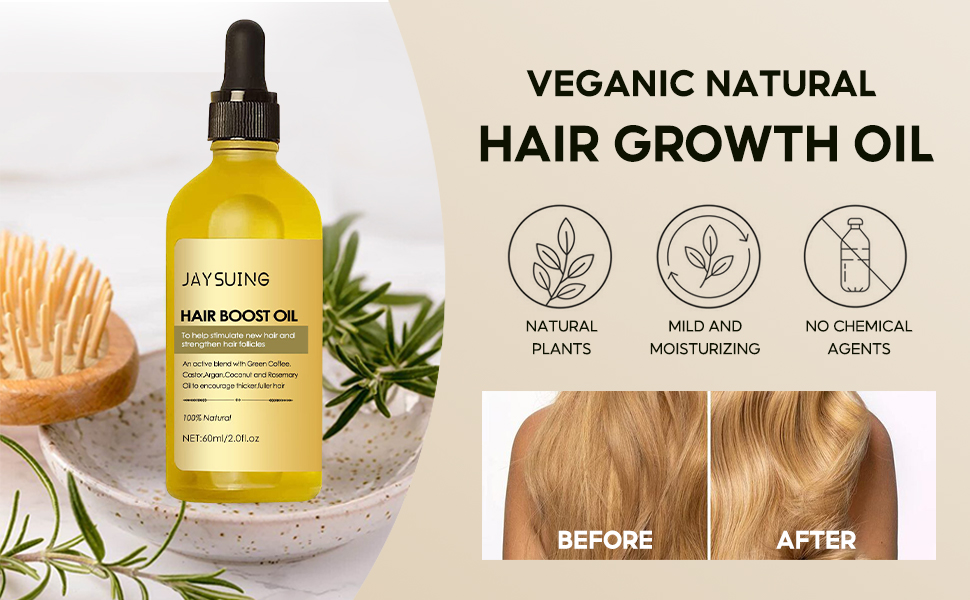 Amazon.com: Jaysuing Veganic Rosemary Hair Growth Oil for Dry, Damaged Hair (120mL), 2PC ...
