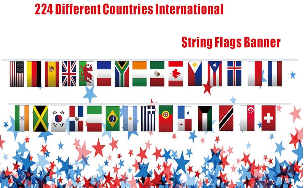 Amazon.com: LUSEOAN 224 Different Countries International String Flags ...