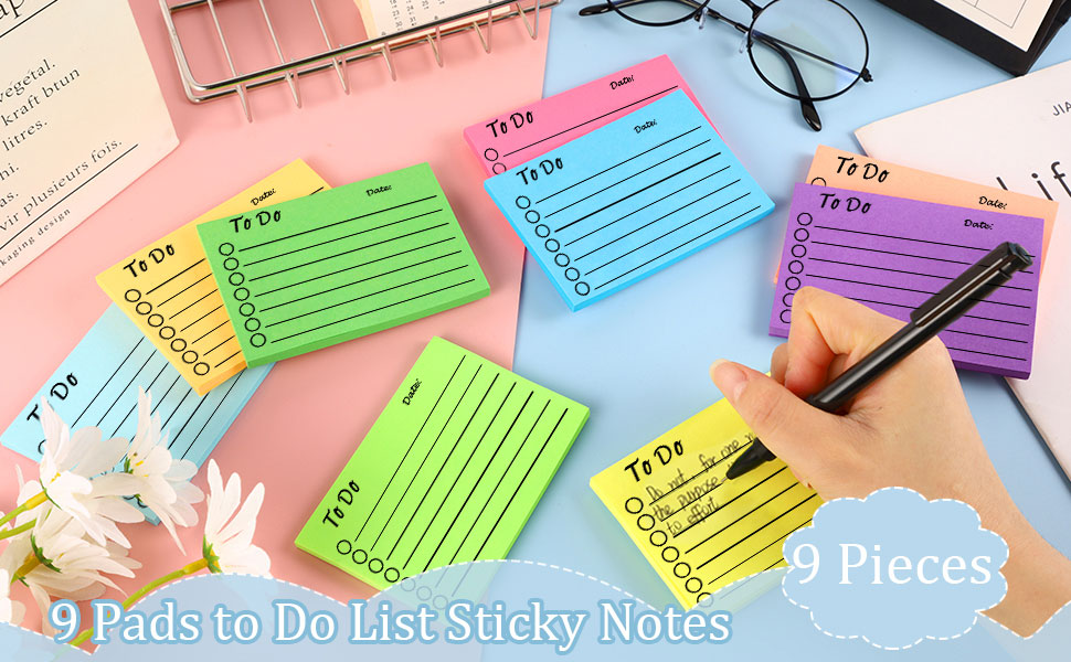 9 Pack To Do List Sticky Notes - 450 Sheets Self-Stick Notes with Line ...