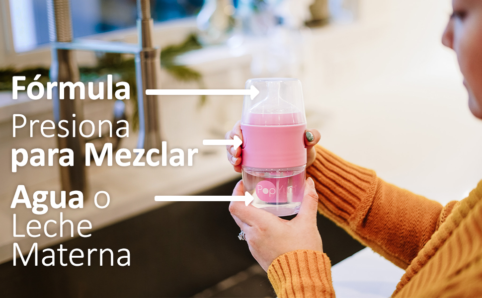 PopYum - Biberón anticólicos para bebé para preparar, mezclar y administrar fórmula, 260 ml ...
