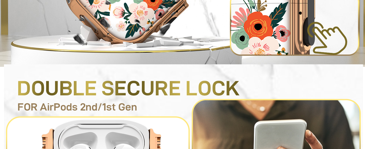 Amazon.com: Maxjoy for AirPods Case with Lock, Flower AirPod Case Lock Hard Protective Cute ...