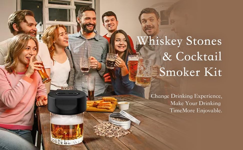 Amazon.com : XIEYIGMO Round Electric Whiskey Smoker Kit,Cocktail Smoke-r Kit with 6 Wood Chips ...