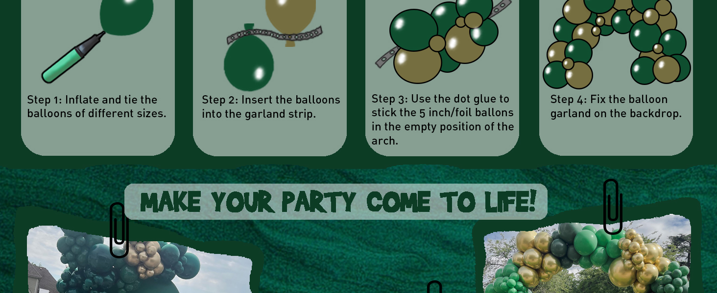 Amazon.com: MOMOSHERO 137Pcs Green and Gold Balloons Arch Garland Kit, Dark Emerald Green Hunter ...