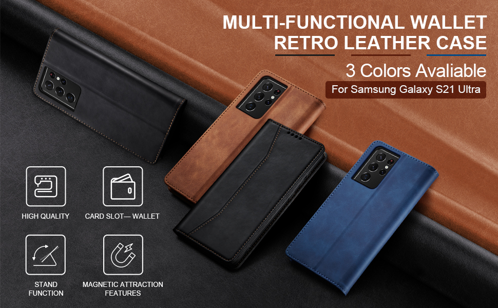 Amazon.com: Jasonyu Flip Wallet Case for Samsung Galaxy S21 Ultra 5G,Leather Magnetic Folio ...
