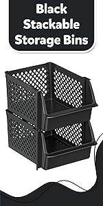 Amazon.com: Skywin Plastic Stackable Storage Bins for Pantry - 2 Pack ...
