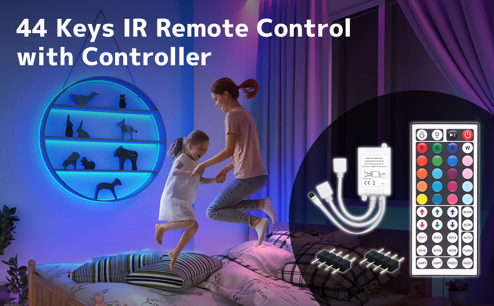 ruimeimei Dual Outputs 44 Keys LED Lights Remote Control 4 Pin 2 Ports ...