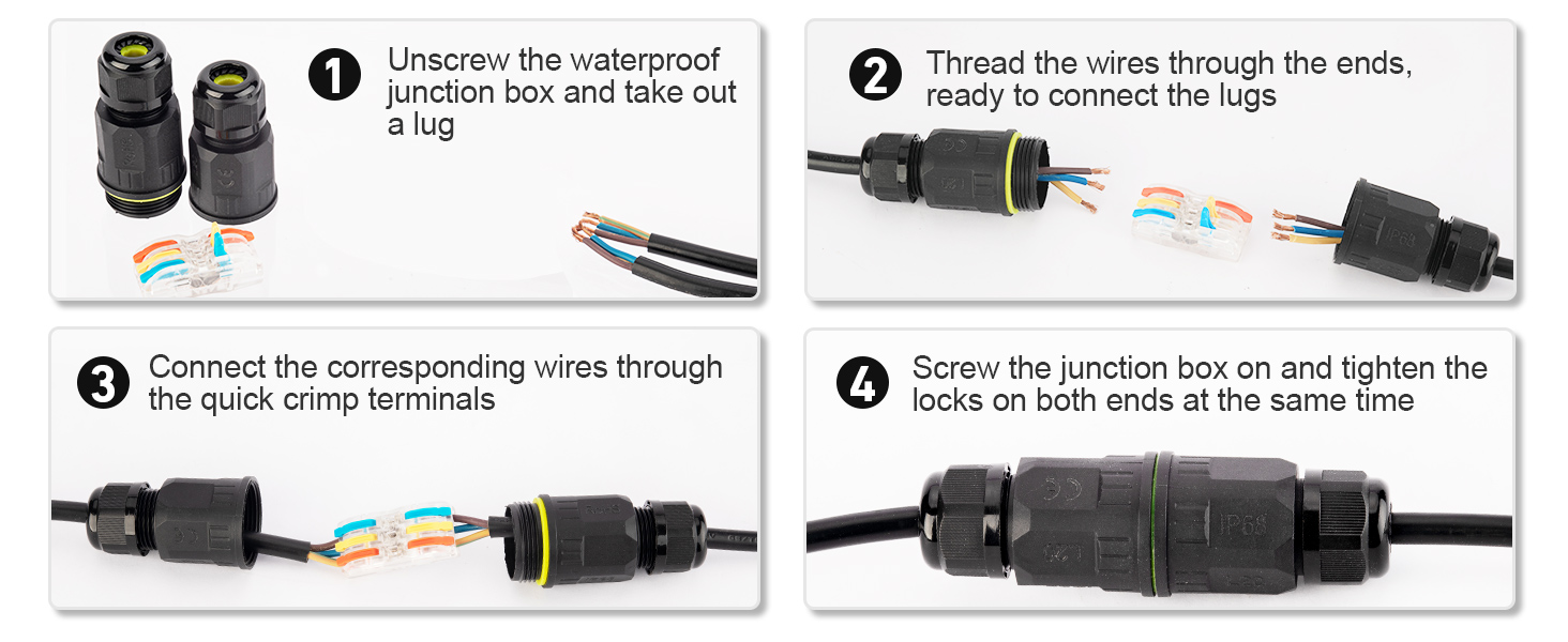 SARDVISA 3-Pack Junction Box with 3 Pin Electrical Cable Connectors ...