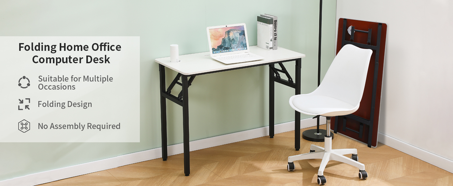 Amazon.com: HOUSERAN Folding Computer Desk 40'', Foldable Home Office ...