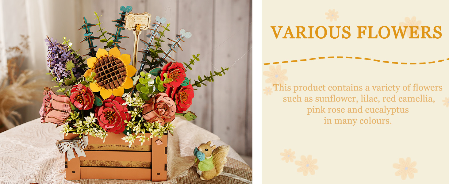 Amazon.com: rowood Artifical Flowers,Wooden Flower Building Set,Wedding Centerpieces for Tables ...