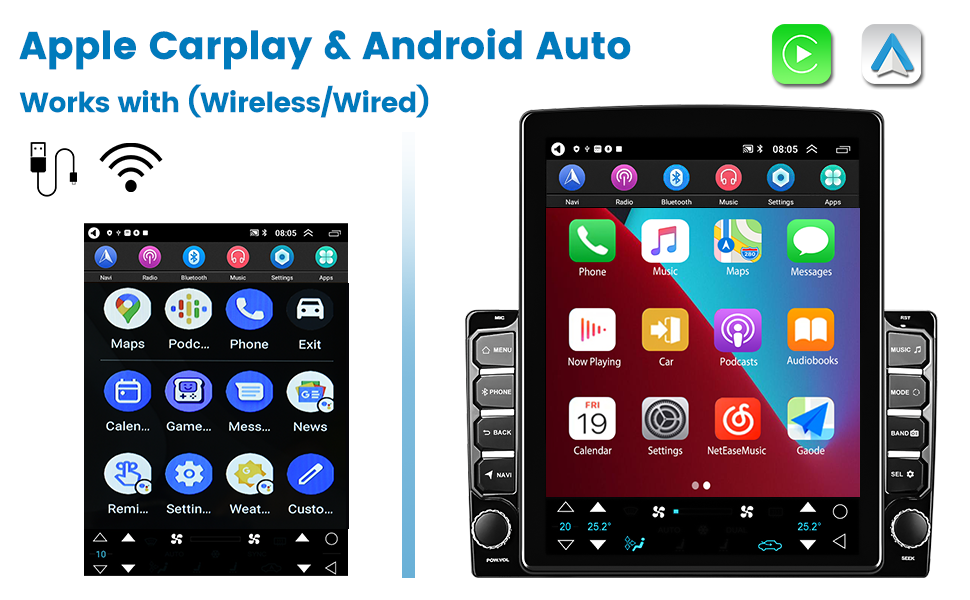 Amazon.com: Android 11 Wireless Carplay Double Din Car Stereo with ...