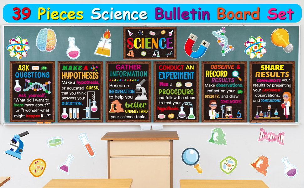Amazon.com: 39 Pieces Science Bulletin Board Set Science Classroom ...