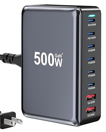 Amazon.com: 440W Fast USB C Charger GAN Charger Block 8 Port Charging Station HUB Brick Dual PD ...