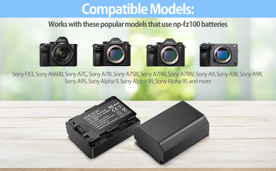ENEGON 1X 2800mAh NP-FZ100, Ersatzakku Kompatibel mit Sony NP-FZ100, Sony a7iii, a7 iv, a7r iv ...