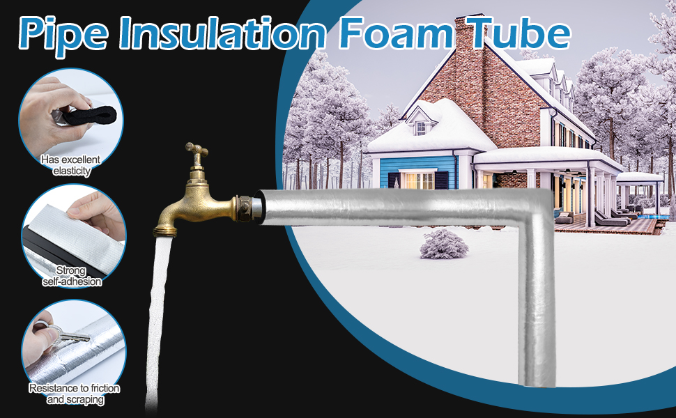 4PCS Pipe Insulation Foam Tube Self Adhesive Exterior Water Pipe Insulation Wrap Pipe Freeze ...