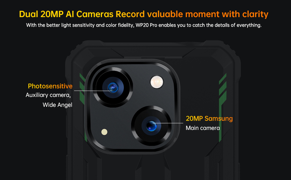 OUKITEL Android 12 Rugged Smartphone WP20 PRO, 20MP Dual Camera IP68 Waterproof Mobile Phone ...