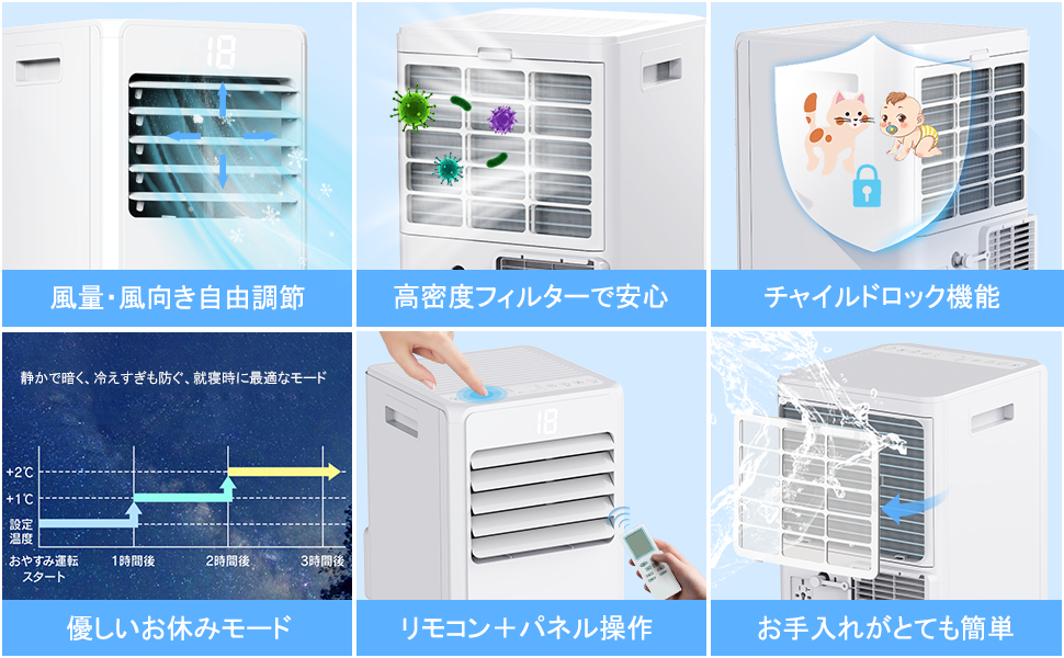 Amazon | JYWINA スポットクーラー 家庭用 移動式エアコン【2025新型】冷房10畳 2.6kW ノンドレン 除湿30L/日 小型 ポータブルクーラー スポットエアコン 静音 ...