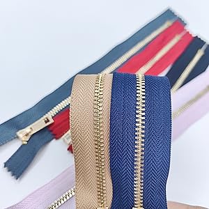 Amazon.com: Metal Zippers 10pcs #3 Close-end Non-Separating Zippers Golden Plated Bulk 10Colors ...
