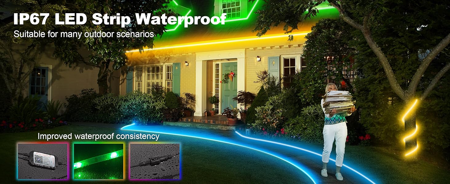 TENDIST 100FT Outdoor LED Strip Lights Waterproof, IP67 Bande Lumineuse LED Exterieur RGB, 24V ...