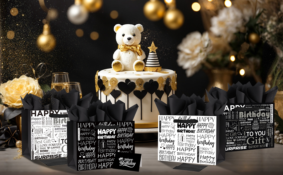 Amazon.com: MOORIIY White and Black Birthday Gift Bag for Men Women ...