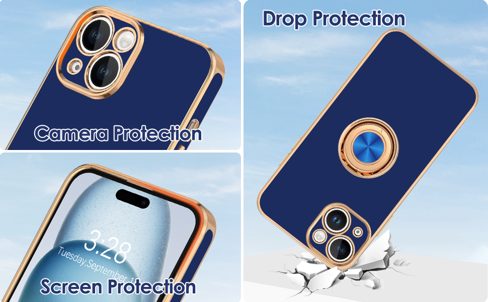 Amazon.com: Hython for iPhone 15 Plus Case with Ring Stand, 360° Rotatable Ring Holder Magnetic ...