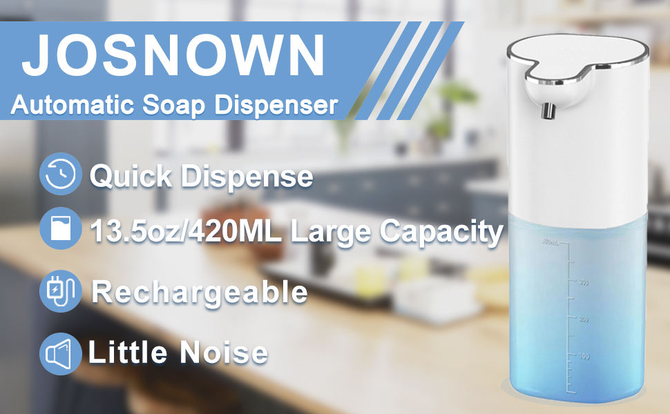 Amazon.com: Josnown Automatic Foaming Soap Dispenser, 2 Pack 13.5oz/400ML Wall Mount, 4 Gear ...