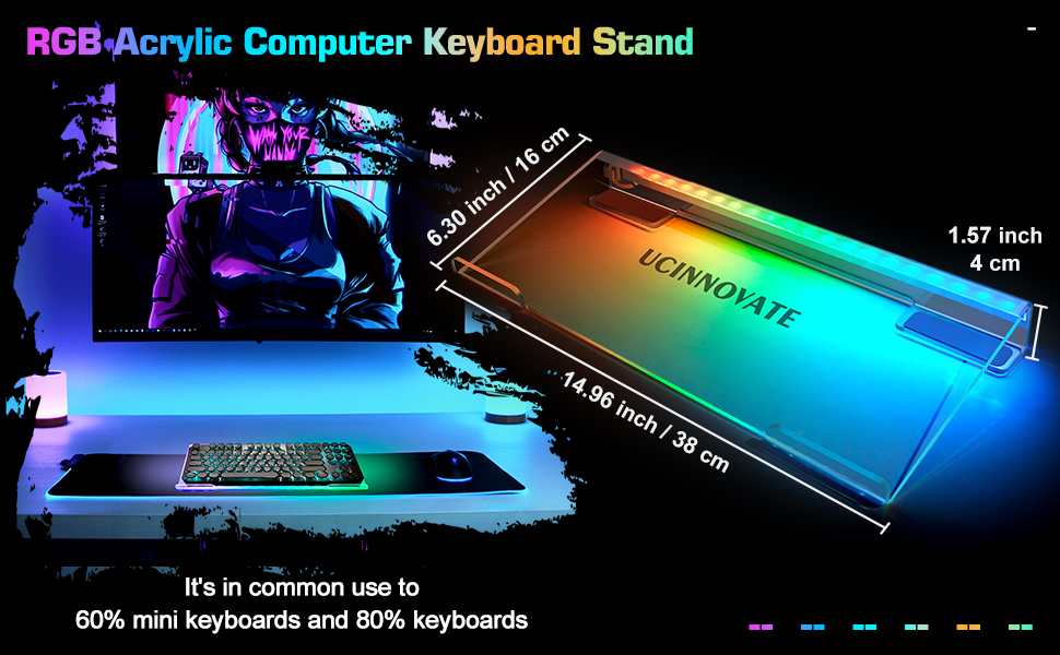 UCINNOVATE Dream Color Acrylic Computer Keyboard Stand, LED Backlit ...